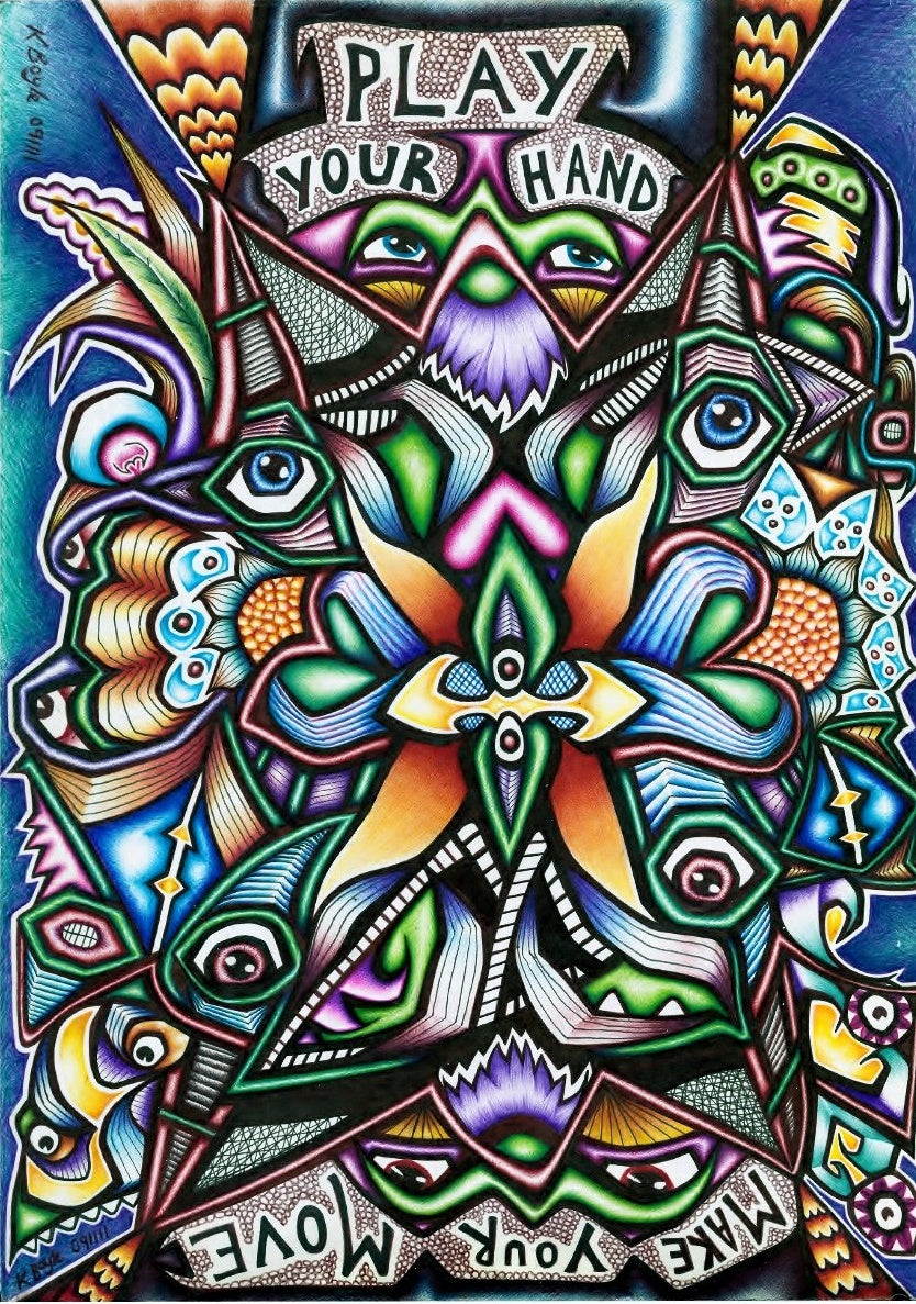 '091111’ Primal Ink drawing by Kelly Boyle